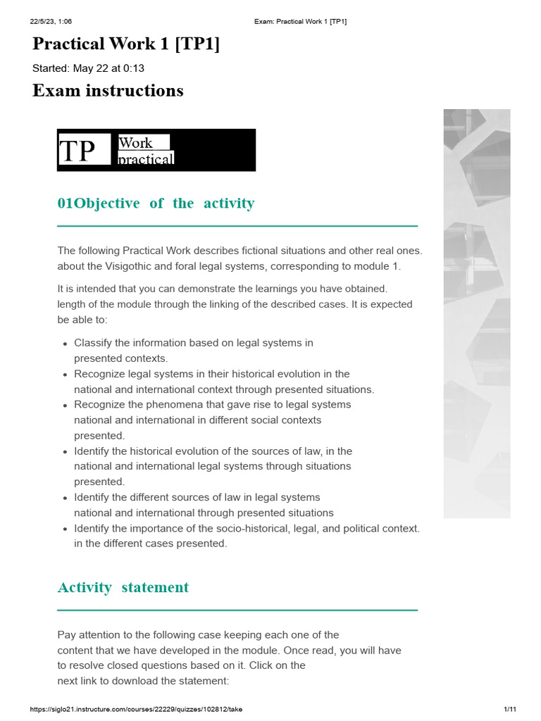 Exam - Practical Work 1 Approved With 75% (TP1) | PDF