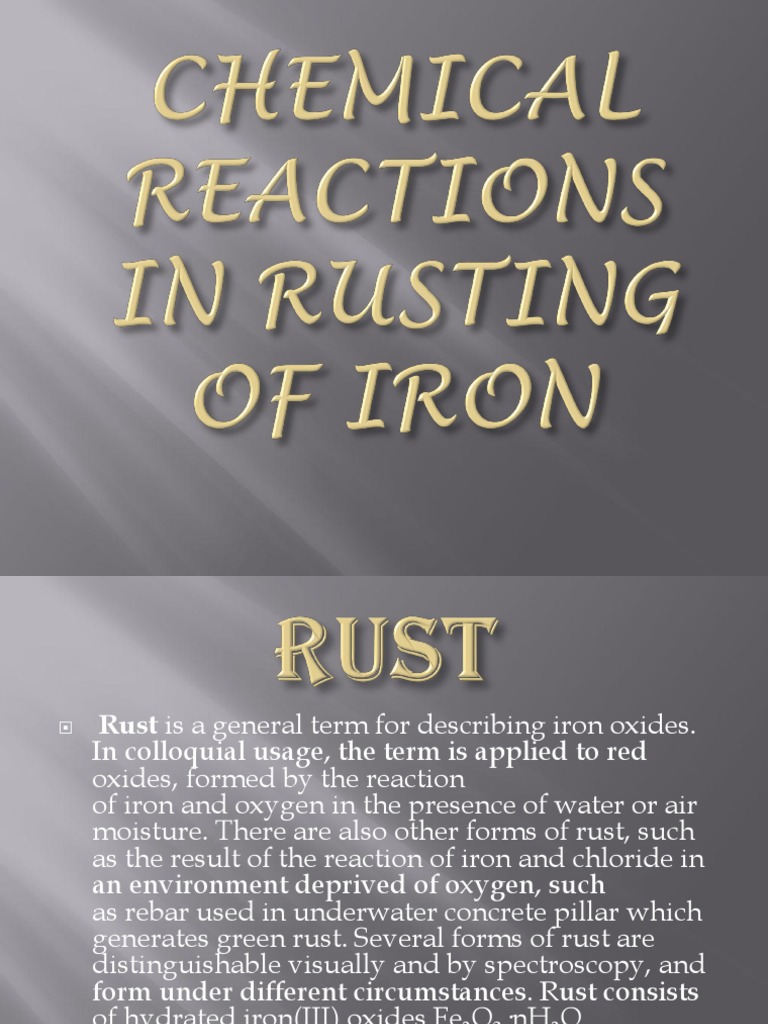 Chemical Reactions in Rusting of Iron | PDF | Rust | Iron