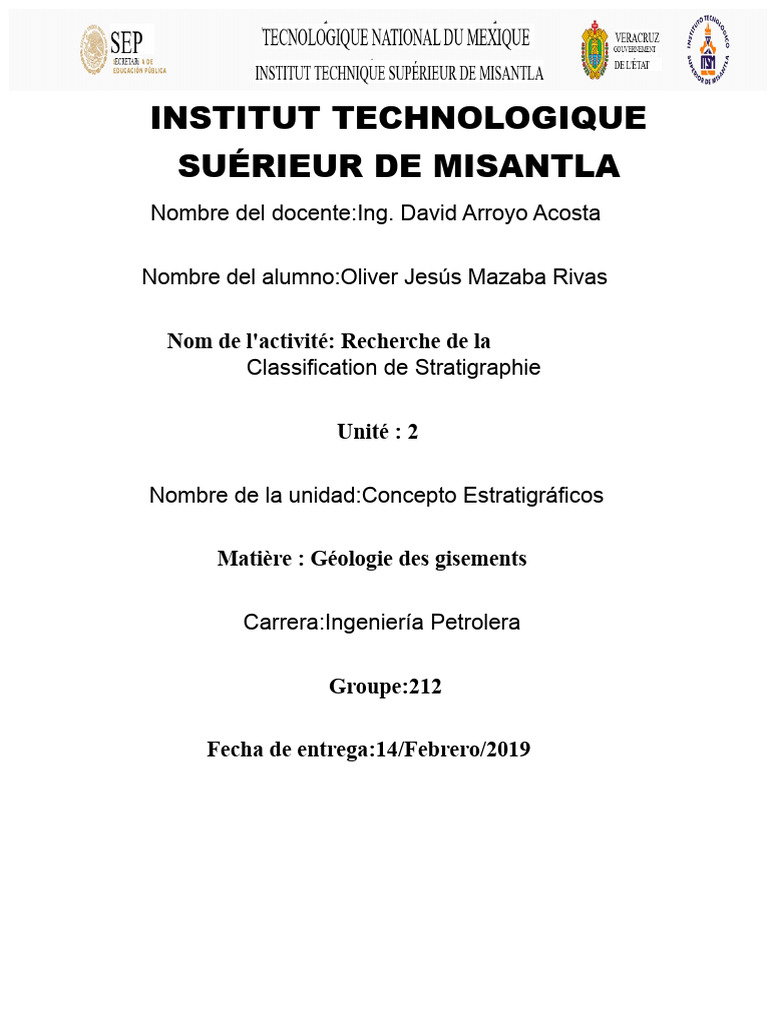 Classification de la Stratigraphie en Géologie | PDF | Géologie ...