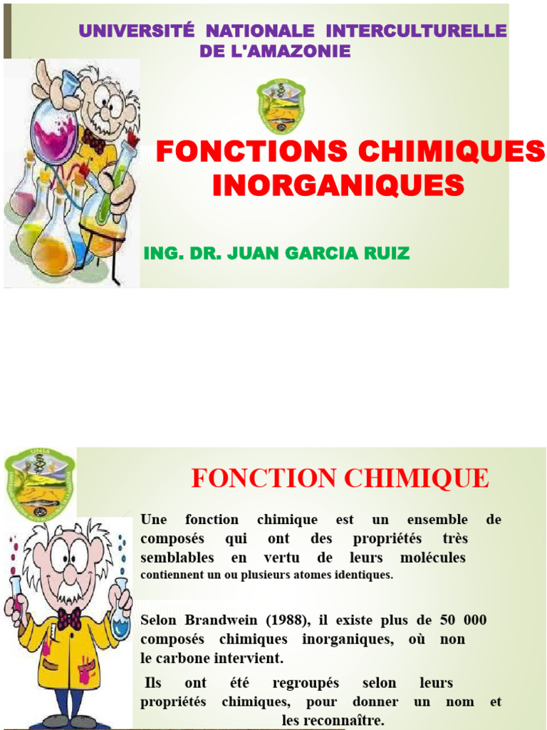 Fonctions chimiques inorganiques expliquées | PDF | Acide | Oxyde