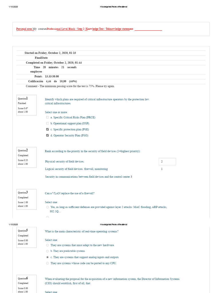 Knowledge Test_ Review of the attempt | PDF | Chief Information Officer ...