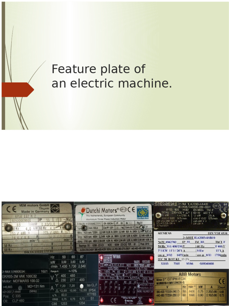 Nameplate of An Electric Machine | PDF | Electric Motor | Electric Power