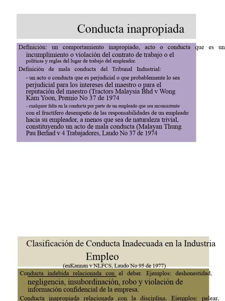 Conducta inapropiada | PDF | Comportamiento | Acoso sexual