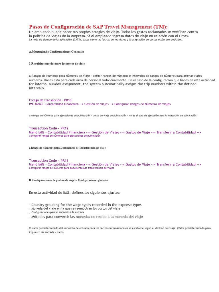 Configuración de SAP Travel Management | PDF | Contabilidad ...