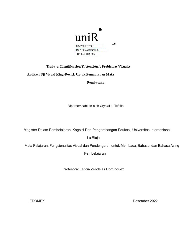 Uji Visual King-Devick untuk Anak-anak | PDF