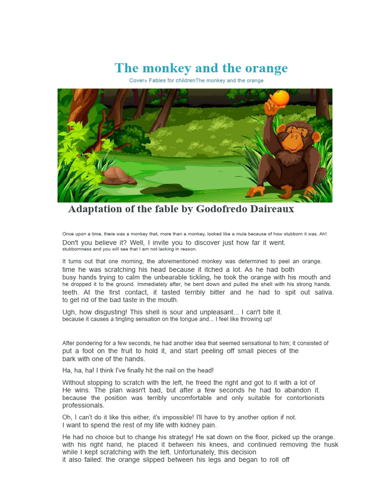 The Monkey's Orange Fable: A Lesson in Focus | PDF | Orange (Fruit)