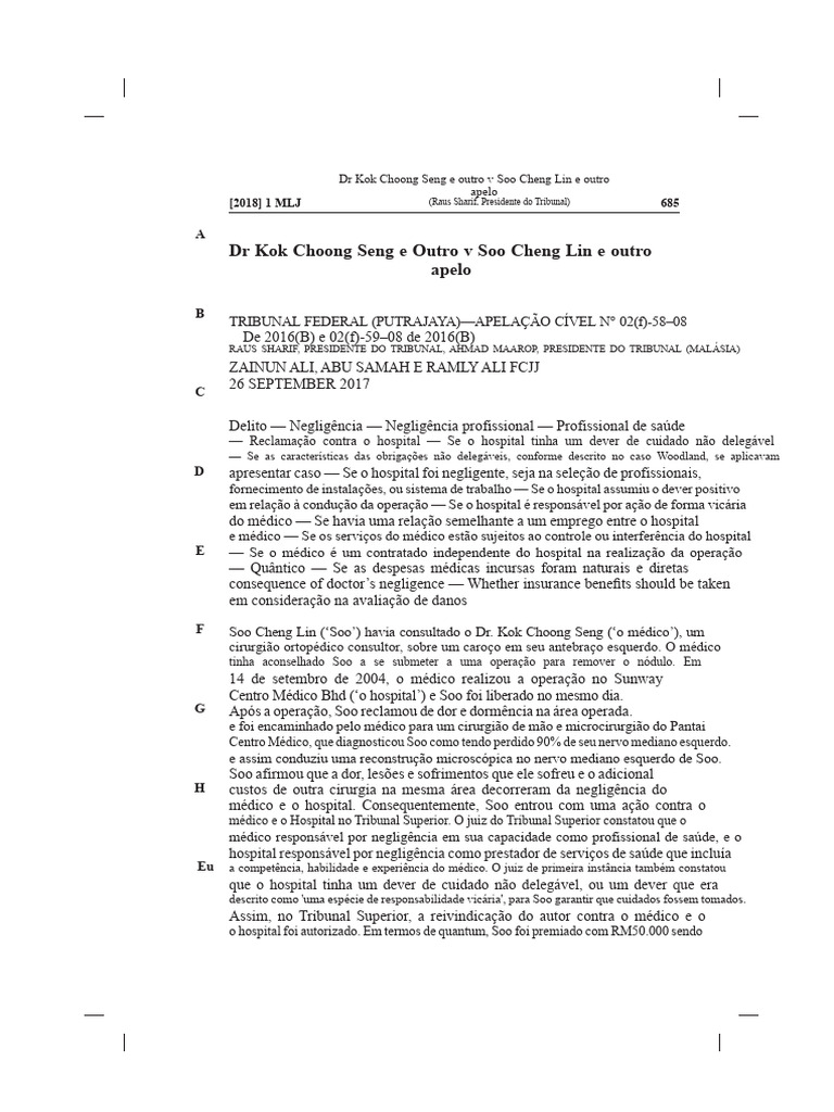 Dr. Kok Choong Seng e outro v. Soo Cheng Lin | PDF | Hospital | Seguro