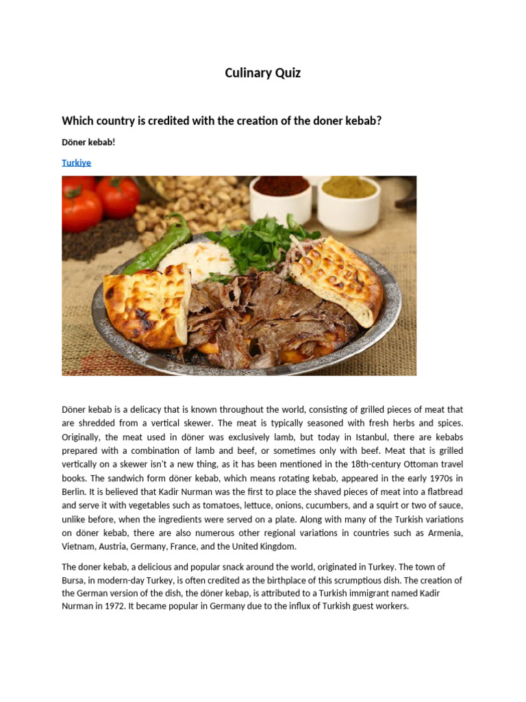 Origin and Variations of Doner Kebab | PDF | Kebab | African Cuisine