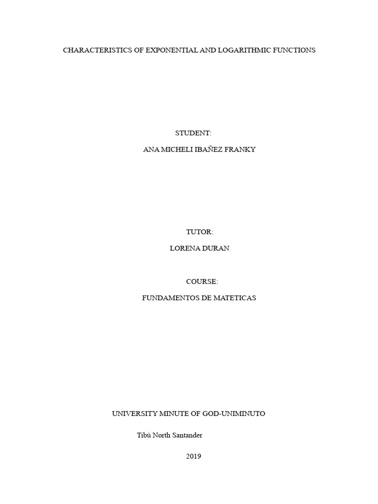 CHARACTERISTICS OF EXPONENTIAL AND LOGARITHMIC FUNCTIONS.docx | PDF ...