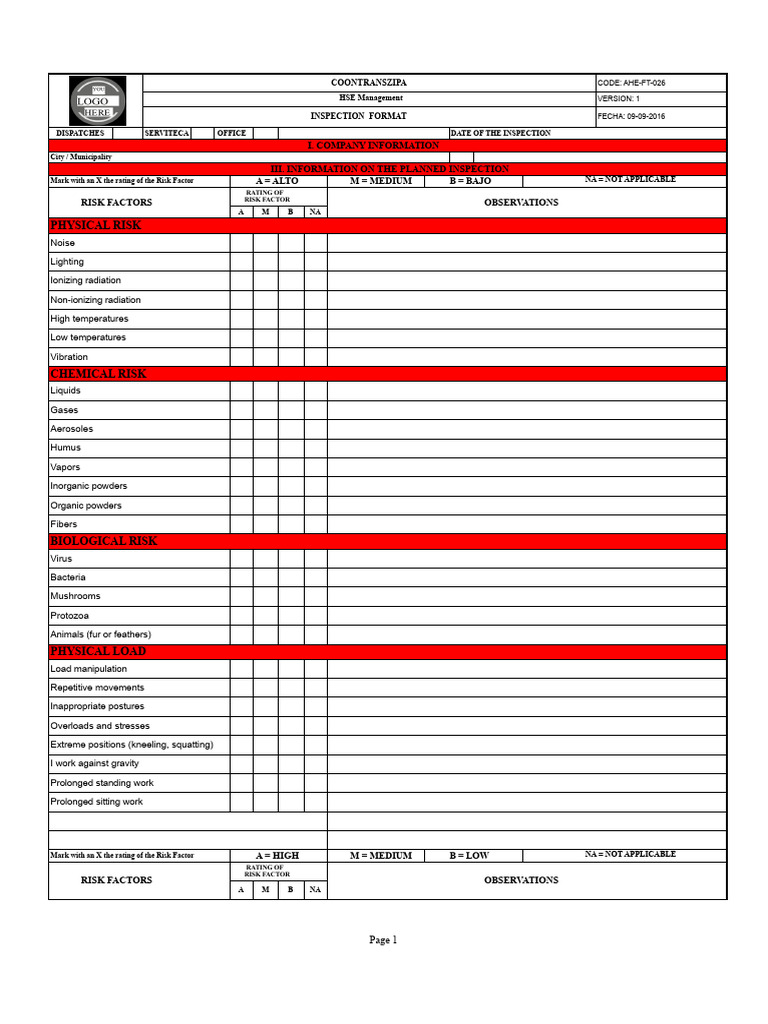 INSPECTION FORMAT | PDF