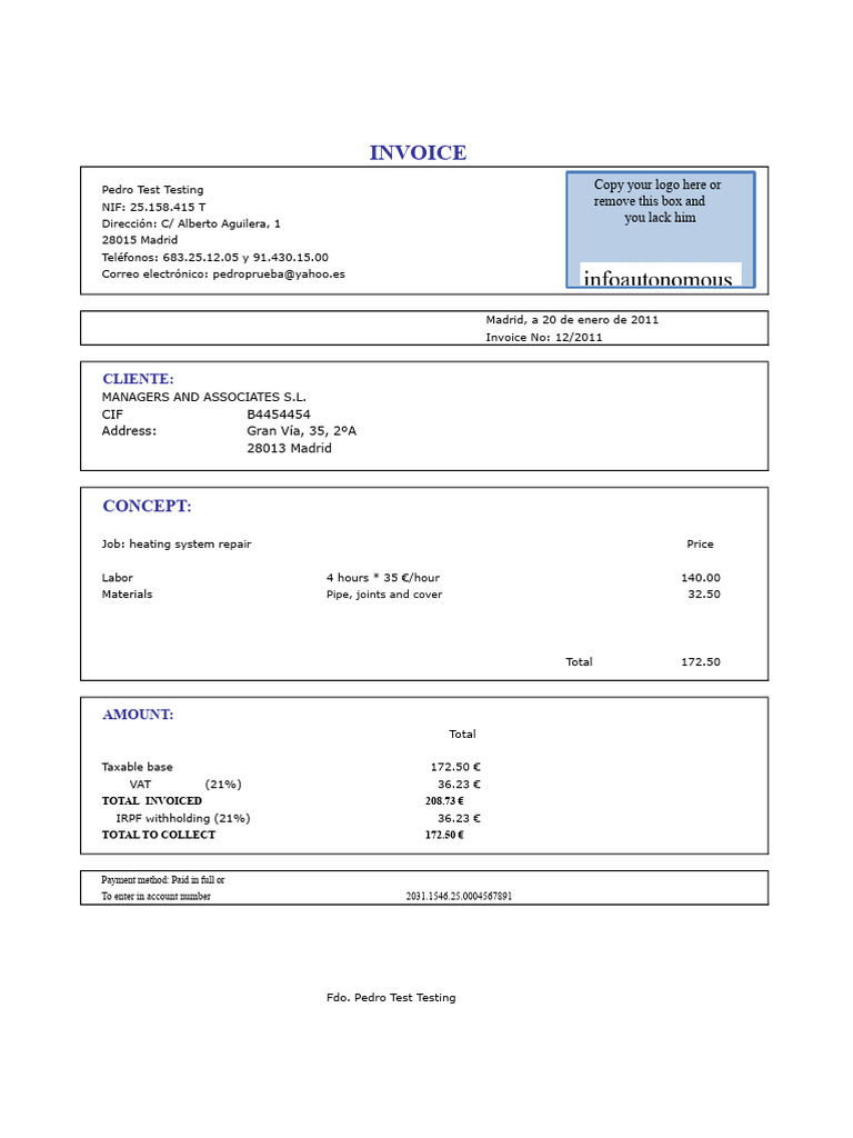 Invoice model.xls | PDF
