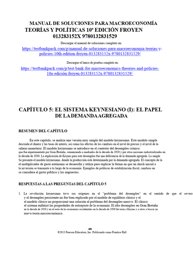 Macroeconomía Teorías y Políticas 10 Edición Manual de Soluciones ...