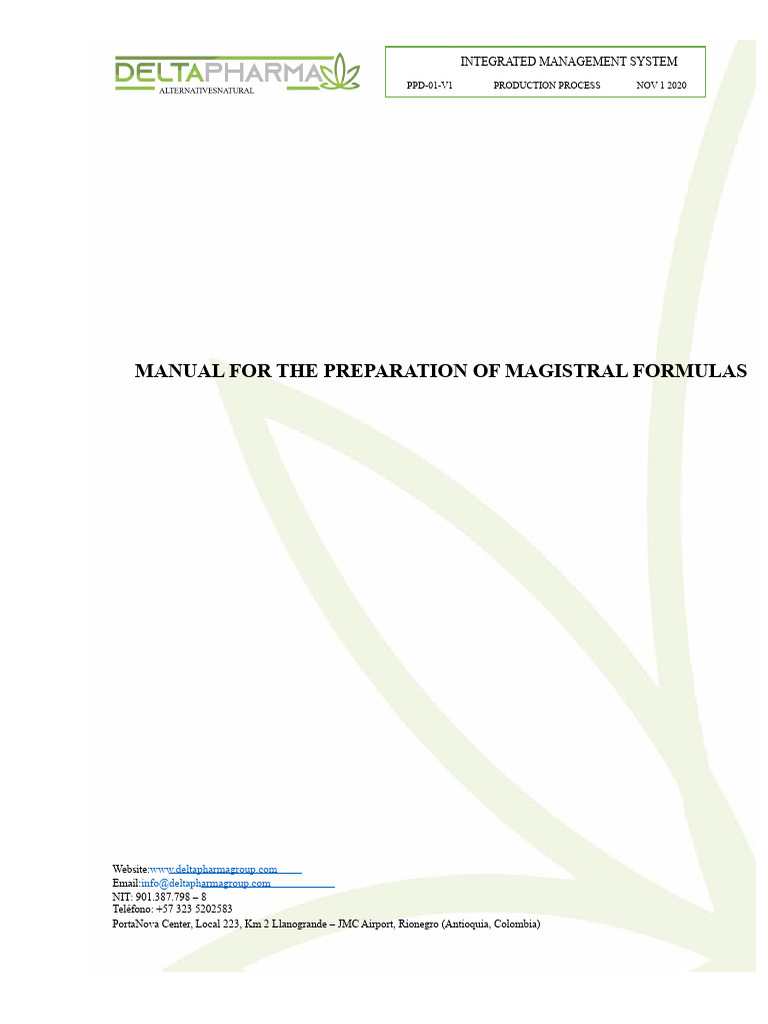 Manual for the preparation of Master Formulas (1) | PDF | Emulsion ...