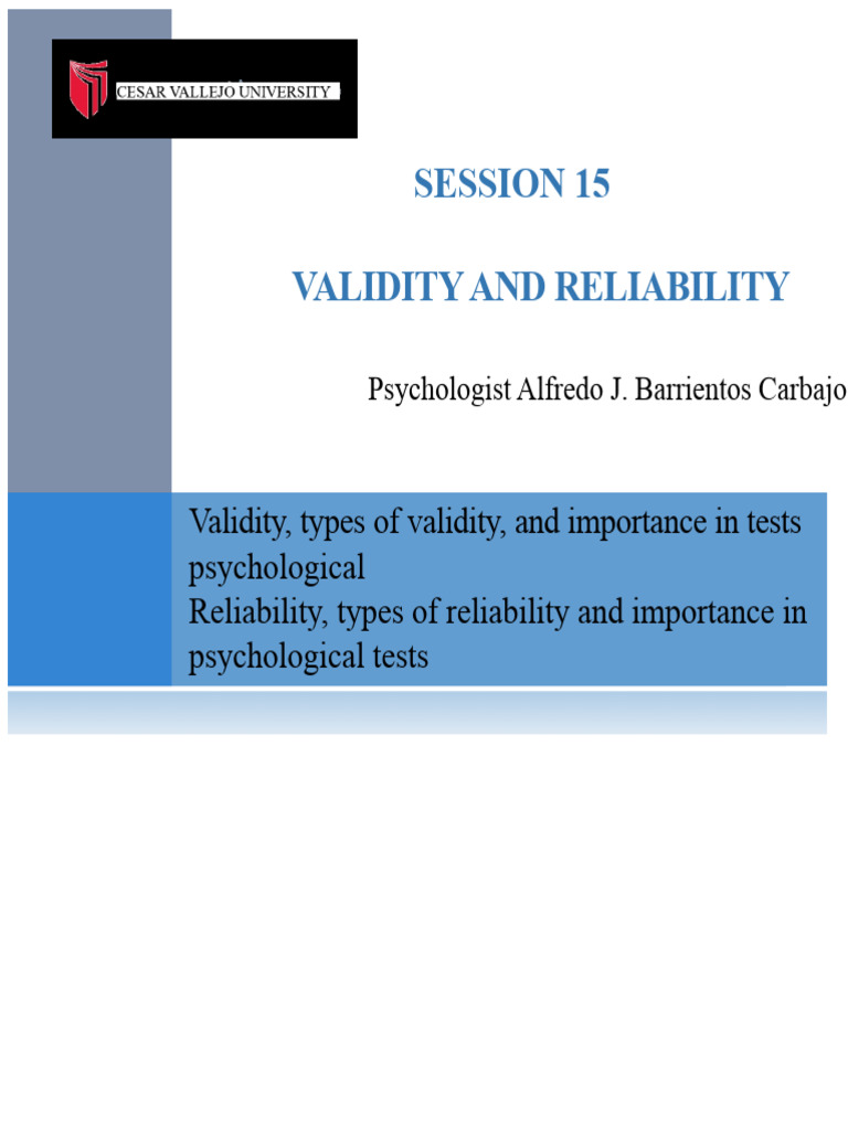 Session 15 Validity and Reliability | PDF | Validity (Statistics ...