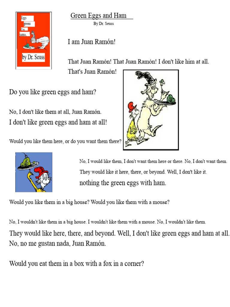 Green Eggs and Ham: A Fun Rhyme | PDF | American Children's Literature ...