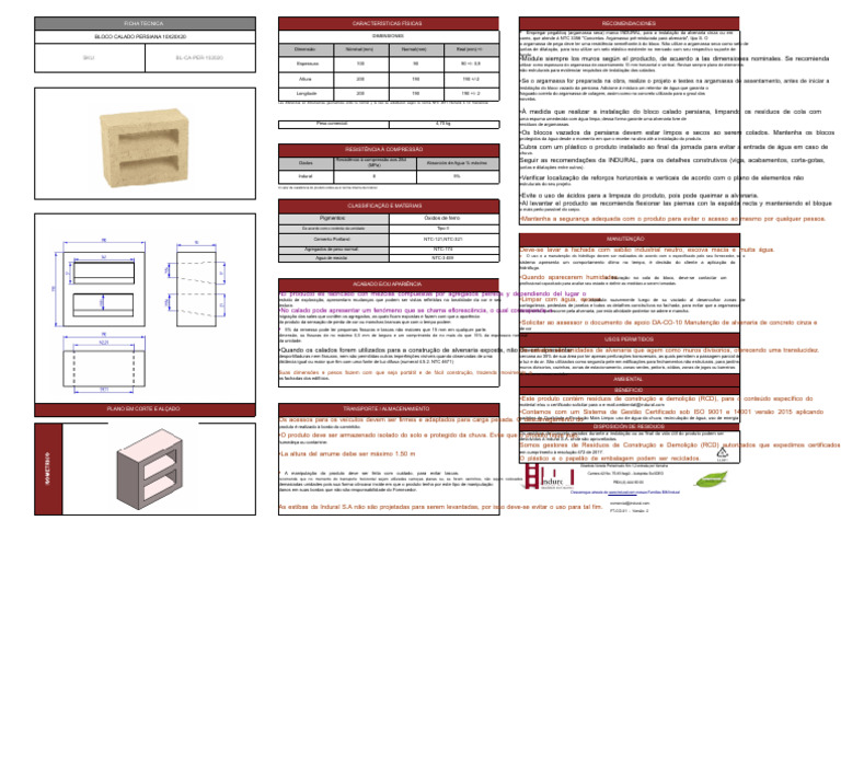 10x20x20 Bloco Perfurado Persianas | PDF | Argamassa (alvenaria ...