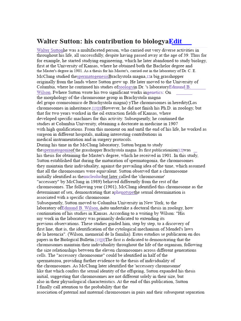 Walter Sutton | PDF | Heredity | Gene