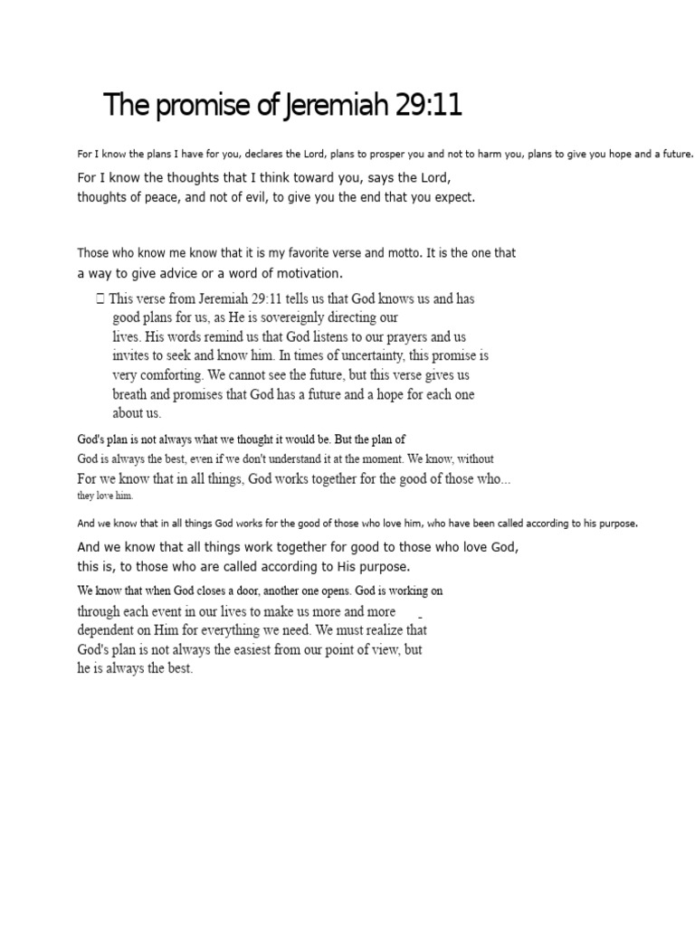 The Promise of Jeremiah 29 | PDF | Prayer | God