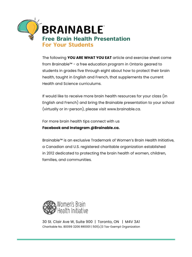 Brain Health Tips for Students | PDF | Foods | Healthy Diet