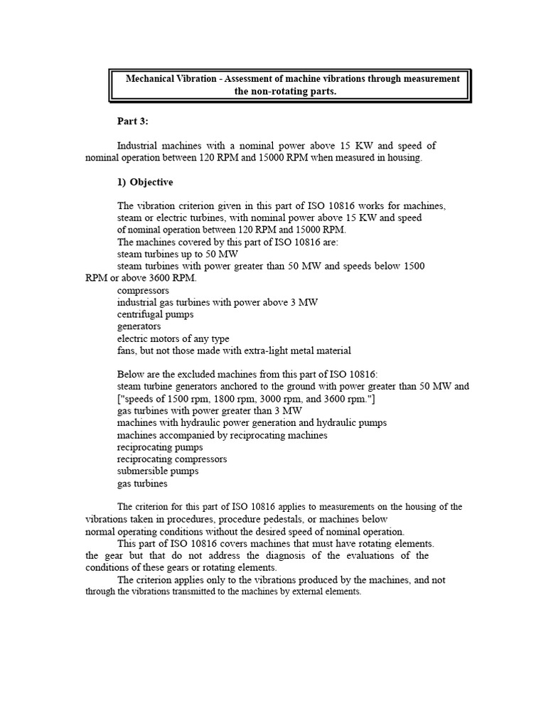 ISO 10816: Machine Vibration Assessment | PDF | Rotation | Machines