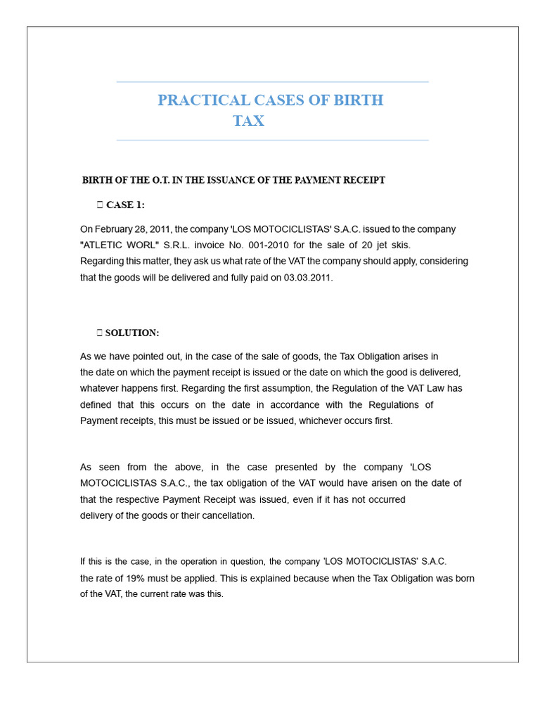 Practical Cases of Tax Birth | PDF | Receipt | Value Added Tax