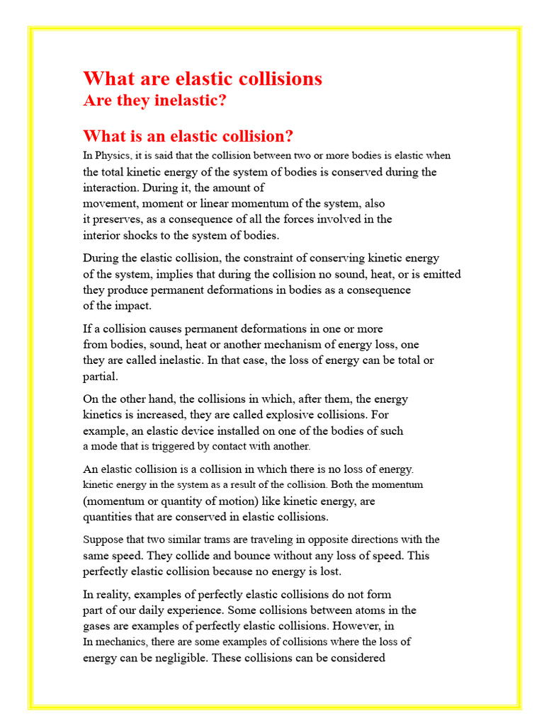 What Are Elastic Collisions and | PDF | Collision | Momentum