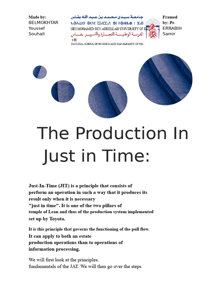 Just-In-Time Production Principles Explained | PDF | Lean Manufacturing ...