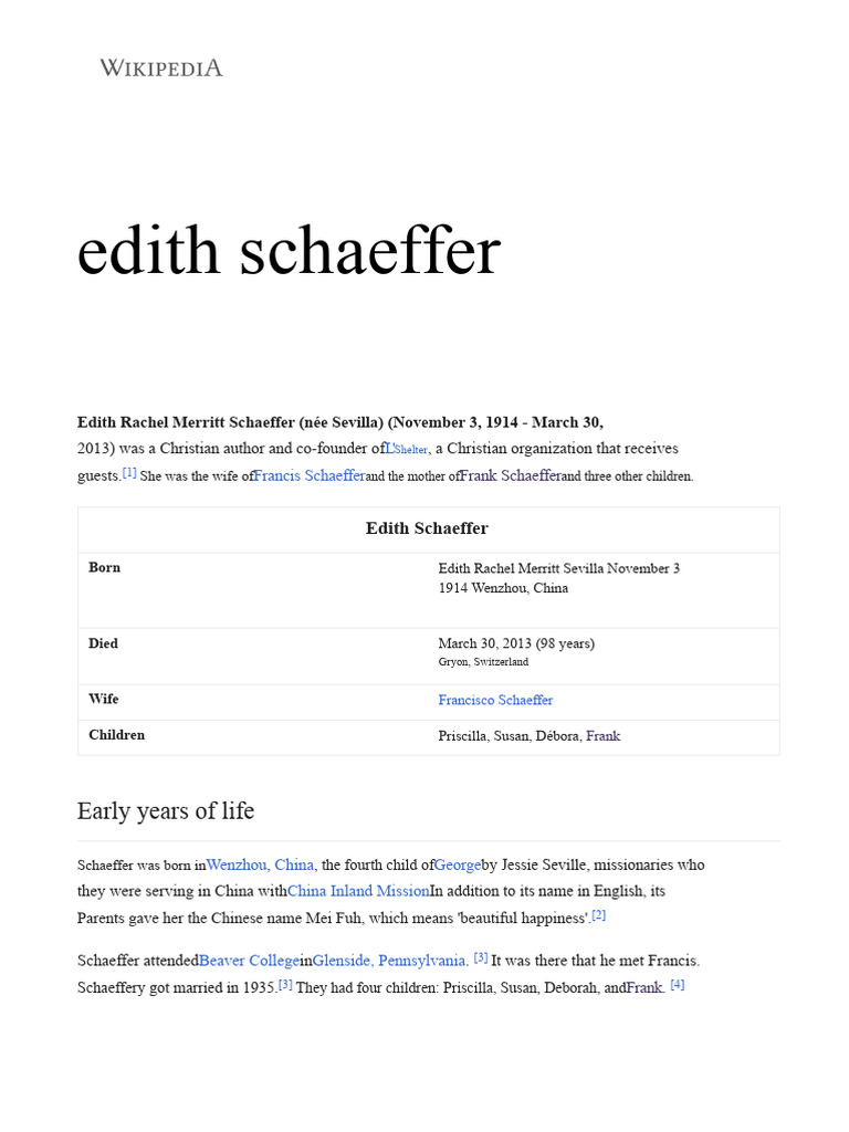 Edith Schaeffer - Wikipedia | PDF
