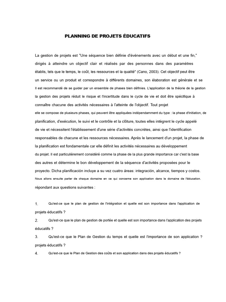 Gestion de projets éducatifs efficace | PDF | Gestion de projet ...