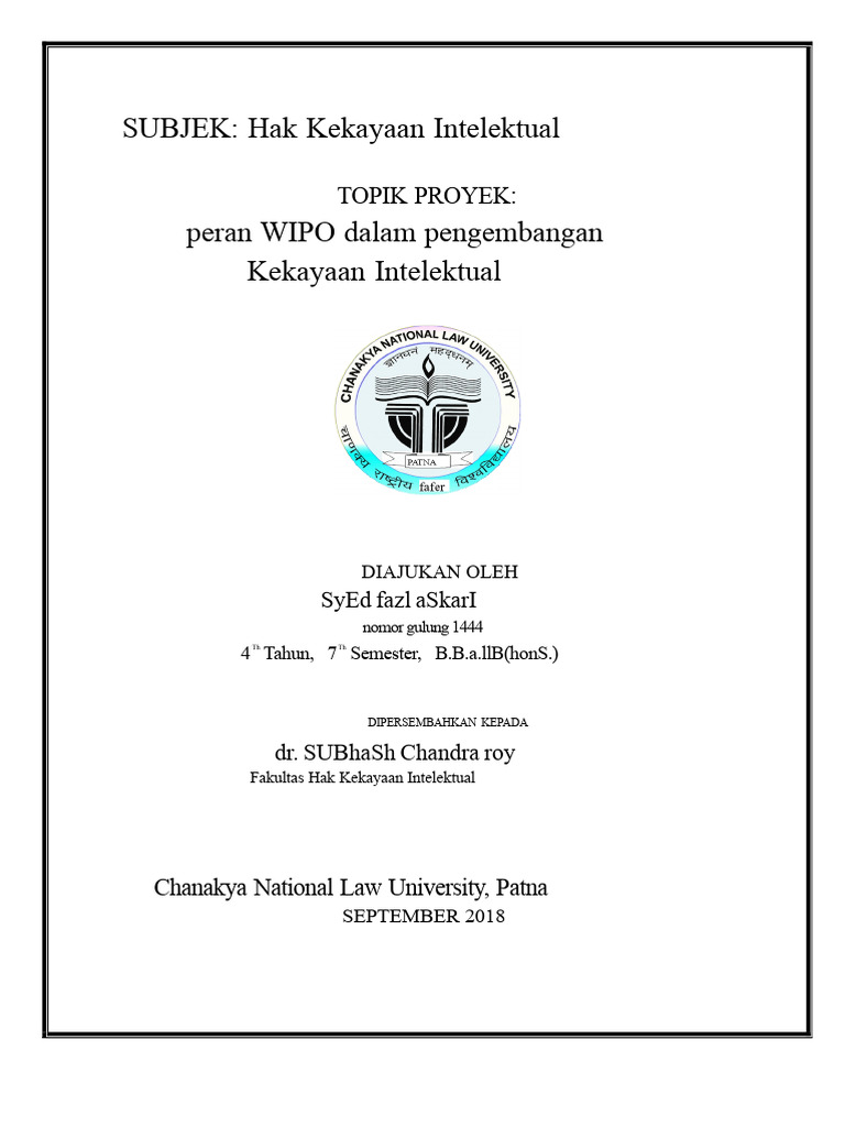 Peran WIPO dalam Kekayaan Intelektual | PDF