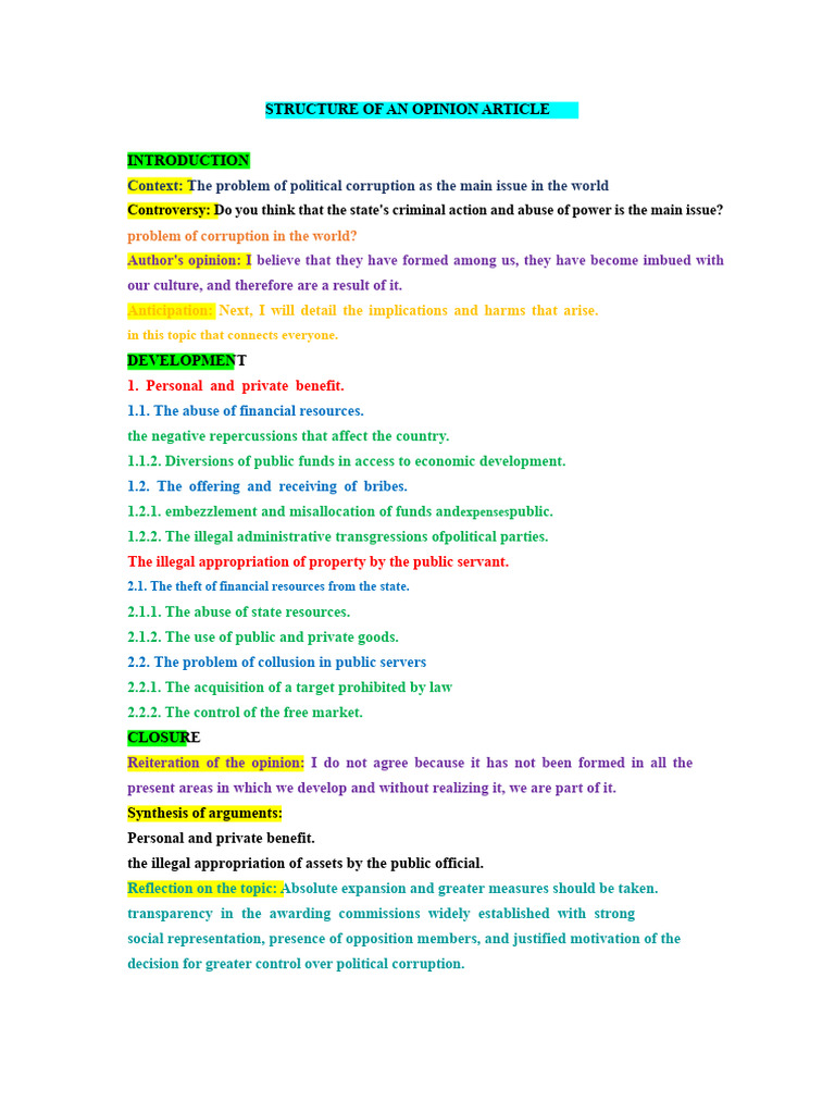 Structure of An Opinion Article | PDF