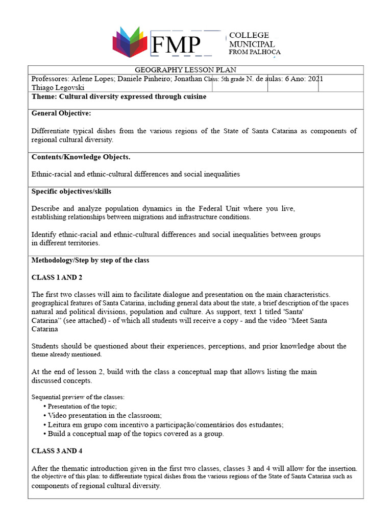 Lesson Plan - Av - Methodology of Geography Teaching | PDF | Foods ...