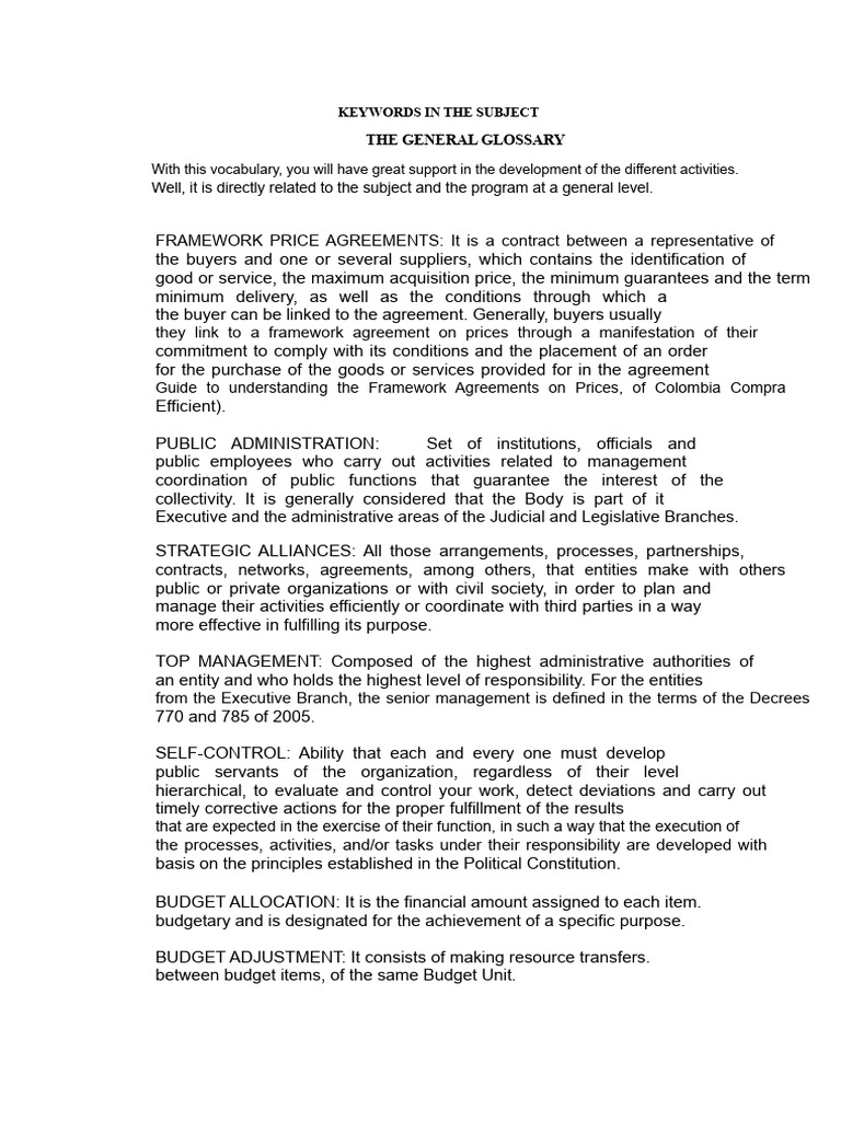 Glossary of Public Management Terms | PDF | Budget | Capacity Building