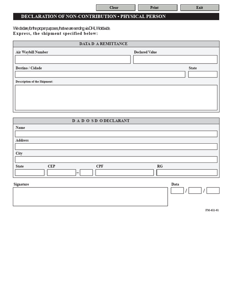 Non-Contributor Declaration - Individual | PDF