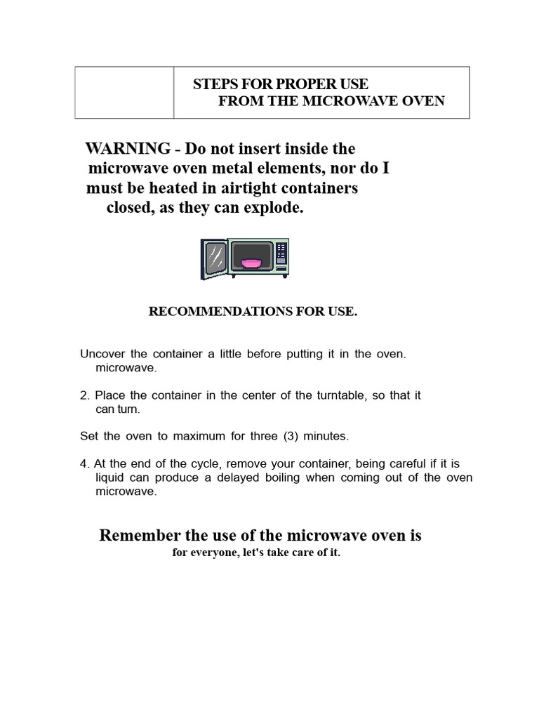 Steps For The Proper Use of The Microwave Oven | PDF