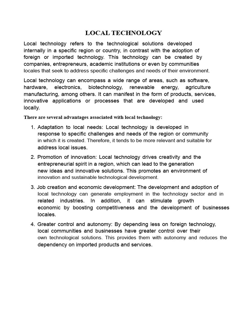 Local Technology | PDF | Entrepreneurship | Innovation