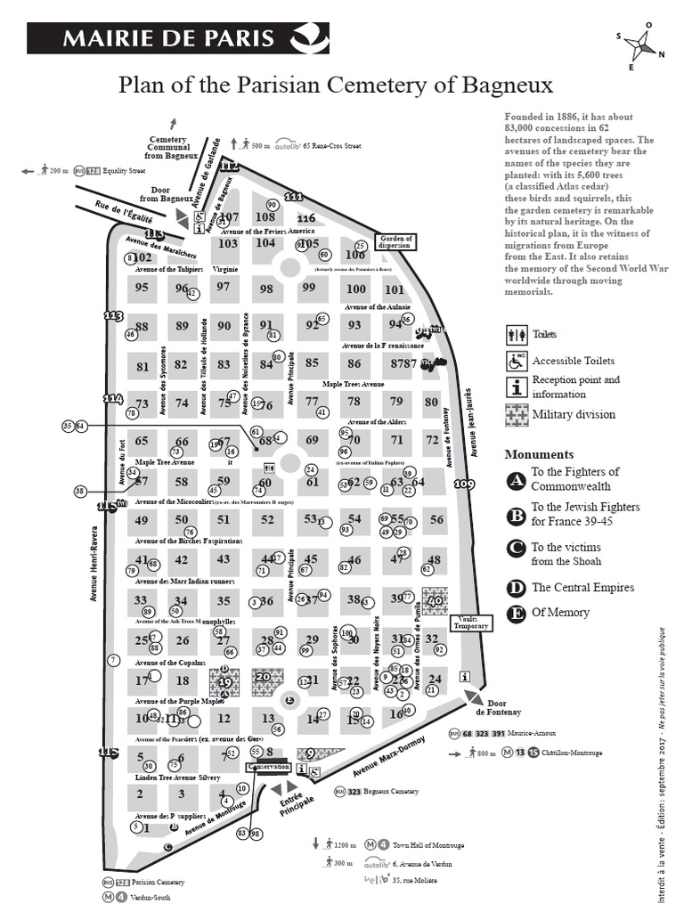 Map of The Parisian Cemetery of Bagneux (Outside The Walls) | PDF