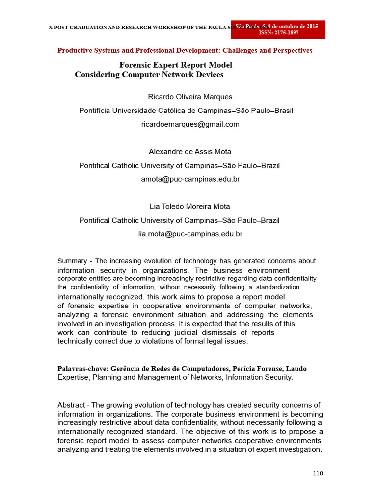 Forensic Report Model for Computer Networks | PDF | Expert | Information