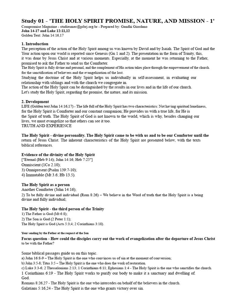 SUNDAY SCHOOL LESSONS (ALL) - THE HOLY SPIRIT - PDF | PDF | Acts Of The ...