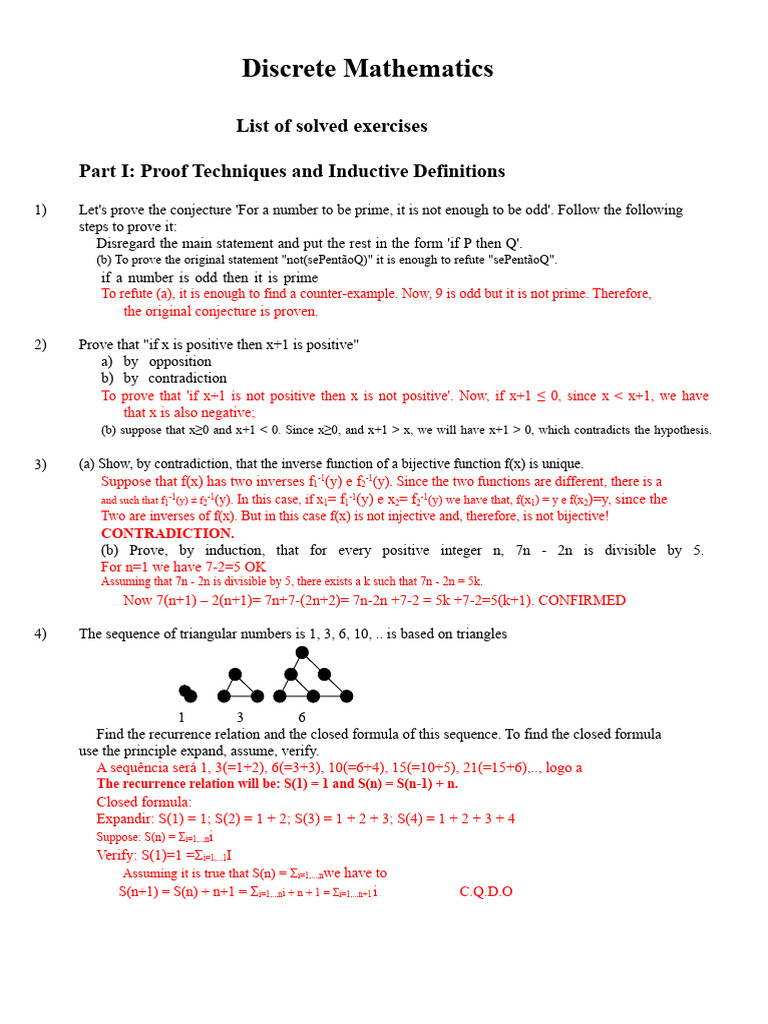 Discrete Mathematics Solved Exercises | PDF | Algebra | Mathematical Logic