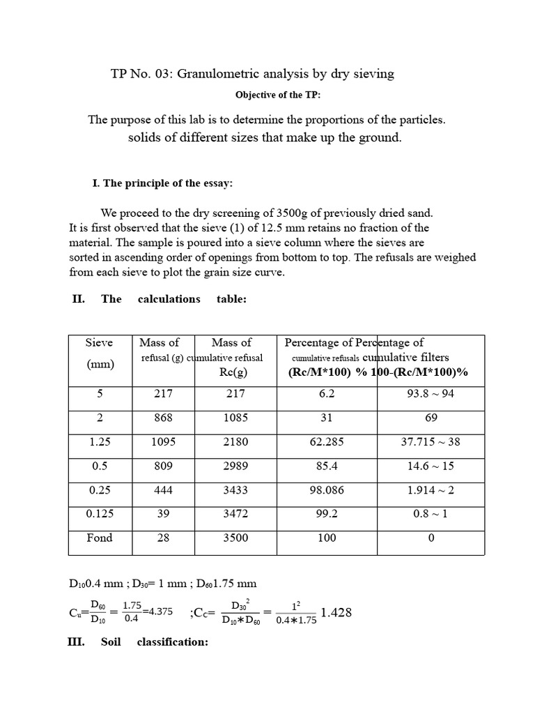 Dry Sieving Particle Size Analysis | PDF