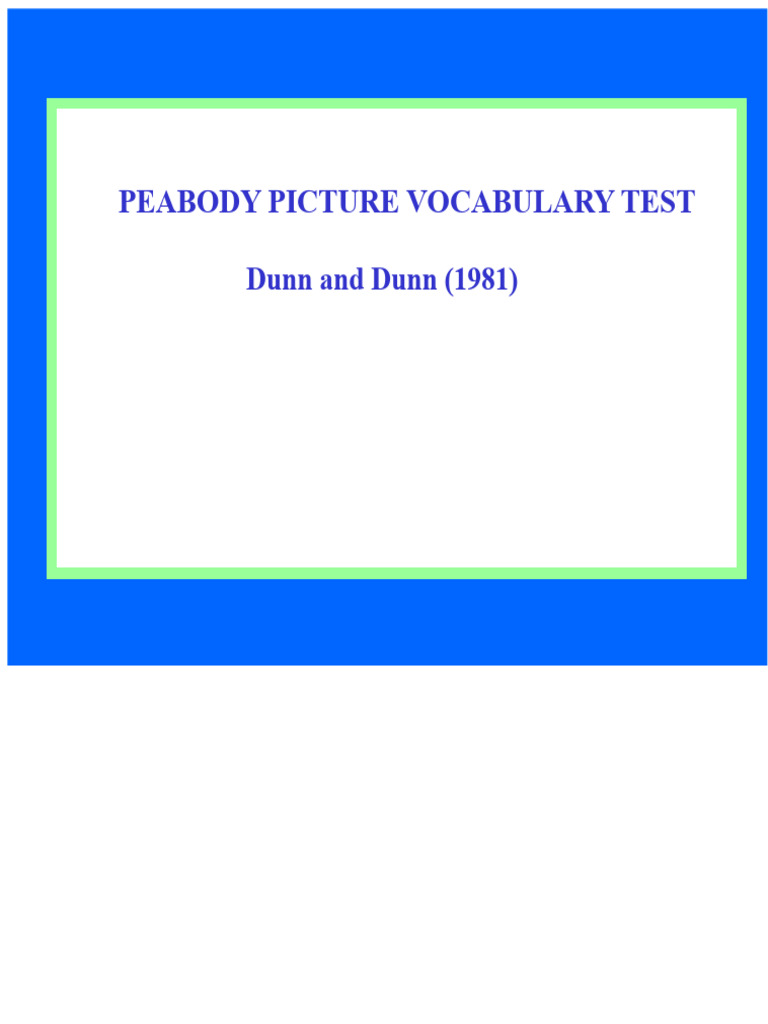 Peabody Vocabulary Test | PDF