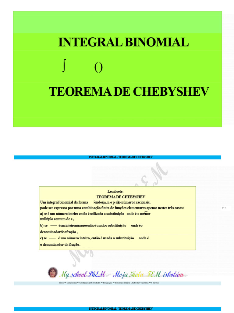 Integral Binomial - Teorema de Chebyshev | PDF | Integrante | Números