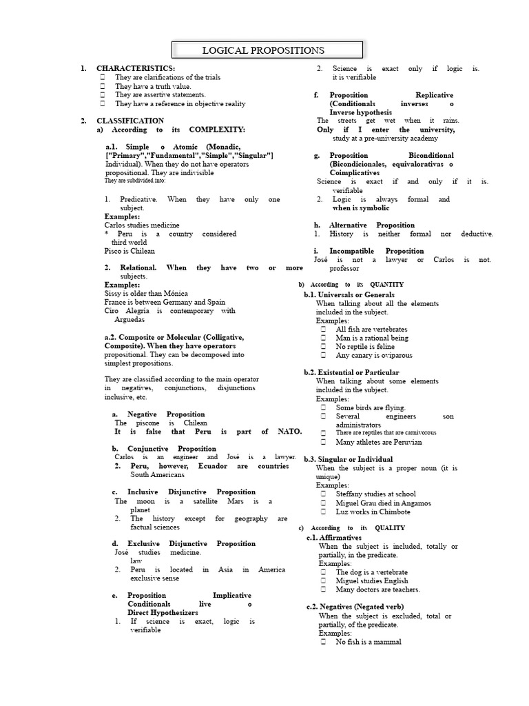 1st Week - Logical Proposition and Formalization | PDF | If And Only If ...