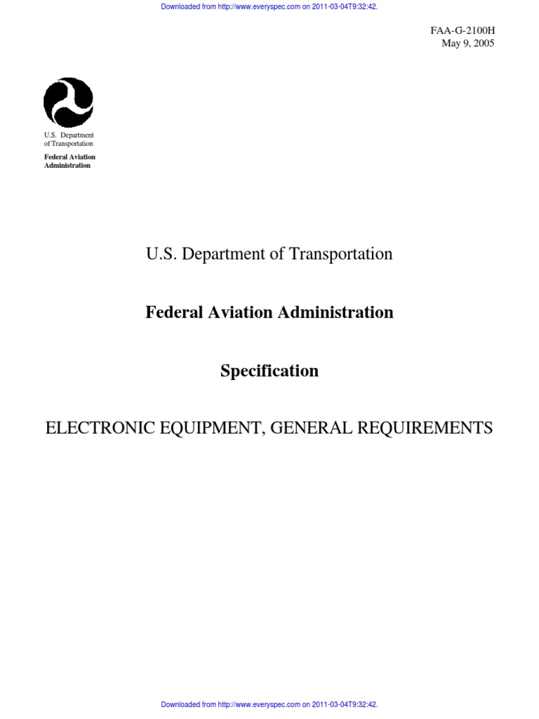 FAA-G-2100H Electronic Equipment Specs | PDF | Electrical Connector ...