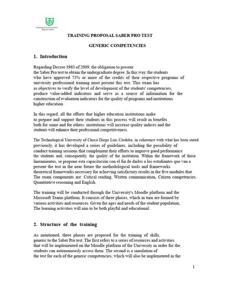 TRAINING PROPOSAL KNOWLEDGE TEST PRO | PDF | Learning