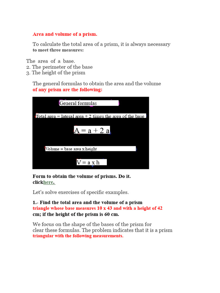 Area and Volume of A Prism | PDF