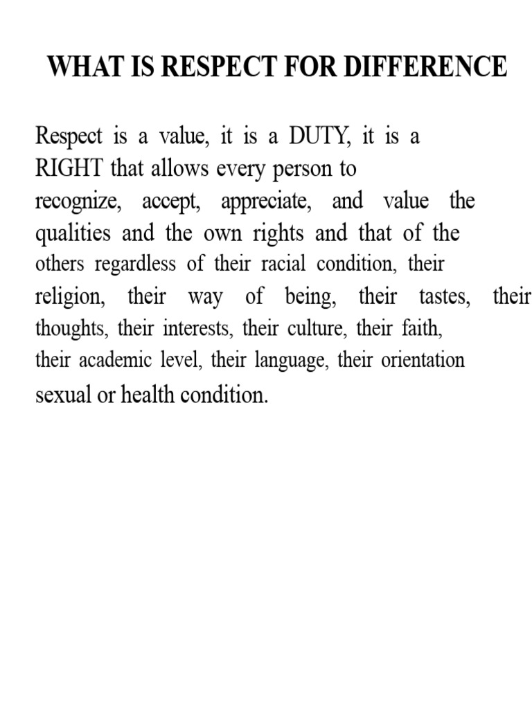 Slides Respect For Difference | PDF | Behavioural Sciences | Social ...