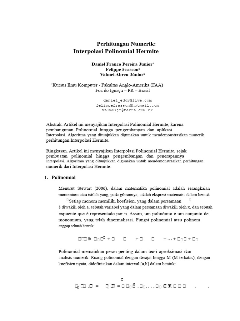 Interpolasi Polinomial Hermite: Algoritma dan Aplikasi | PDF