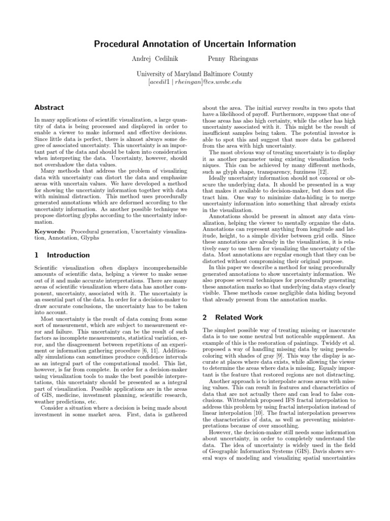 Procedural Annotation of Uncertain Information | PDF | Uncertainty | Visualization (Graphics)